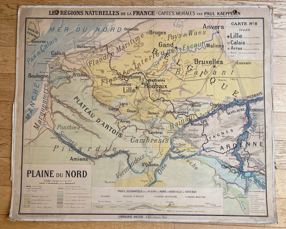 Unique beautiful old Map N 8 Northern Plain patinated and | Etsy