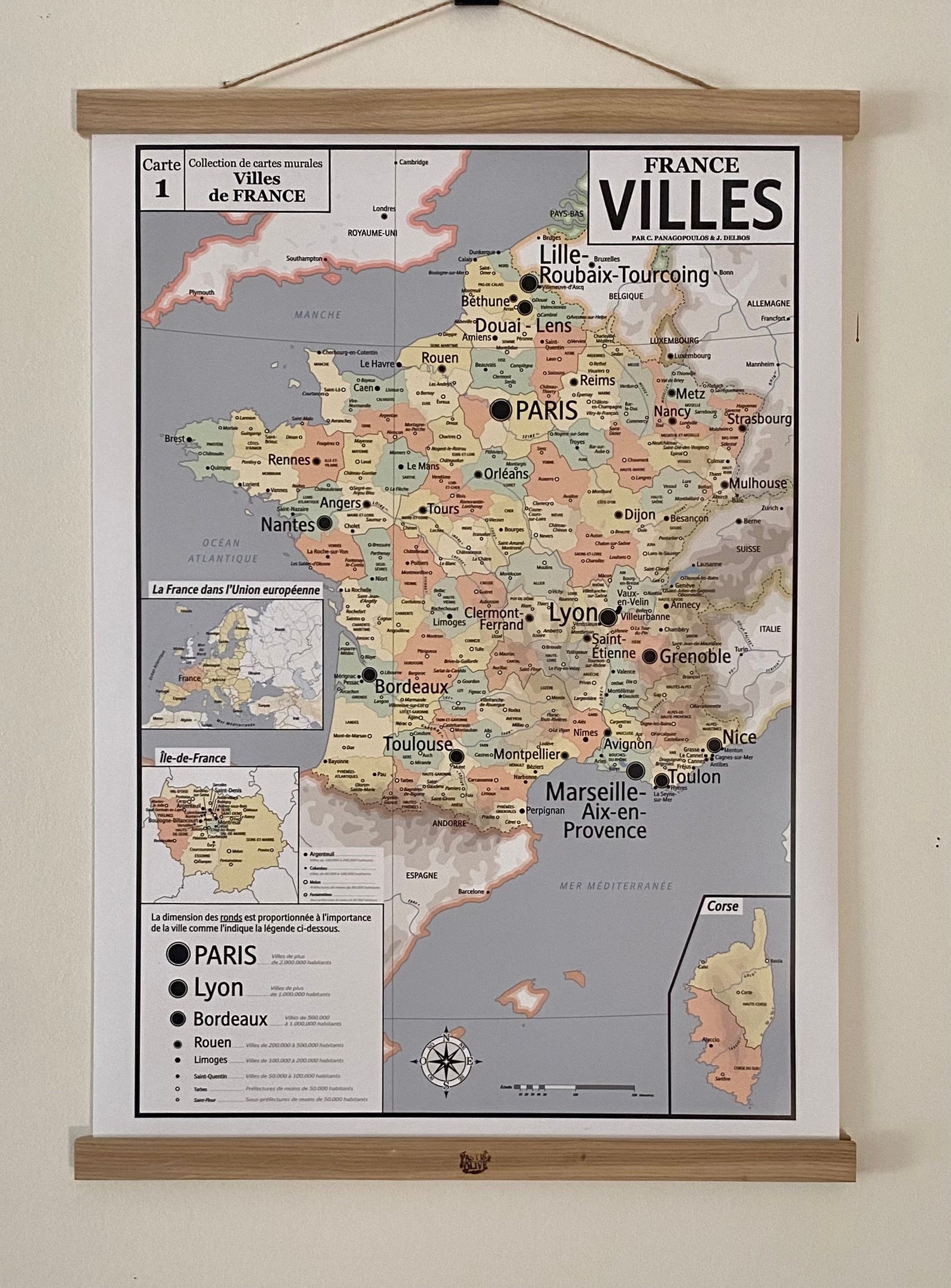 Vintage Map of France Poster - Geographic Wall Poster - Art Deco Office ...