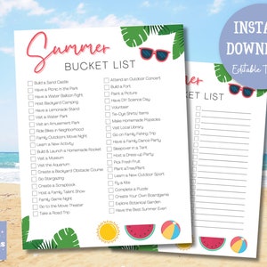 Instant Download Summer Bucket List Templates - Editable in Canva - 40 ...