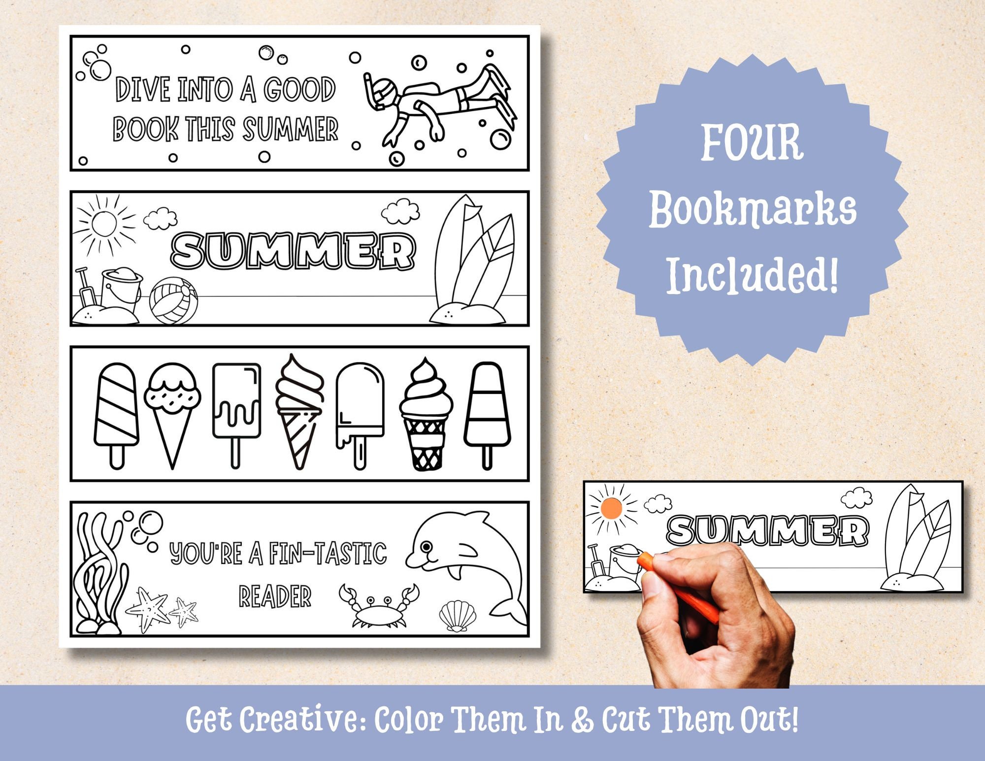 Adorable Summer Reading Bundle Printable Pdfs Reading Log, Bookshelf ...