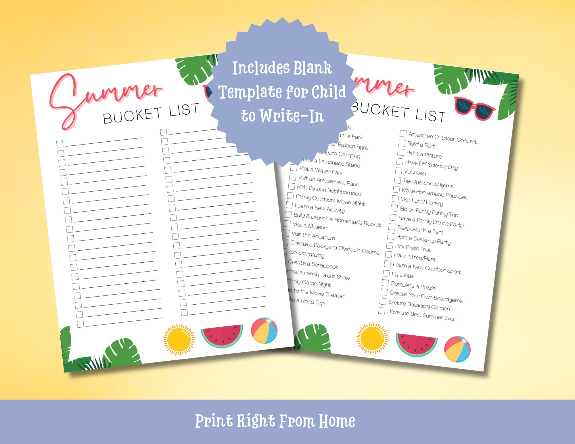 Instant Download Summer Bucket List Templates - Editable in Canva - 40 ...