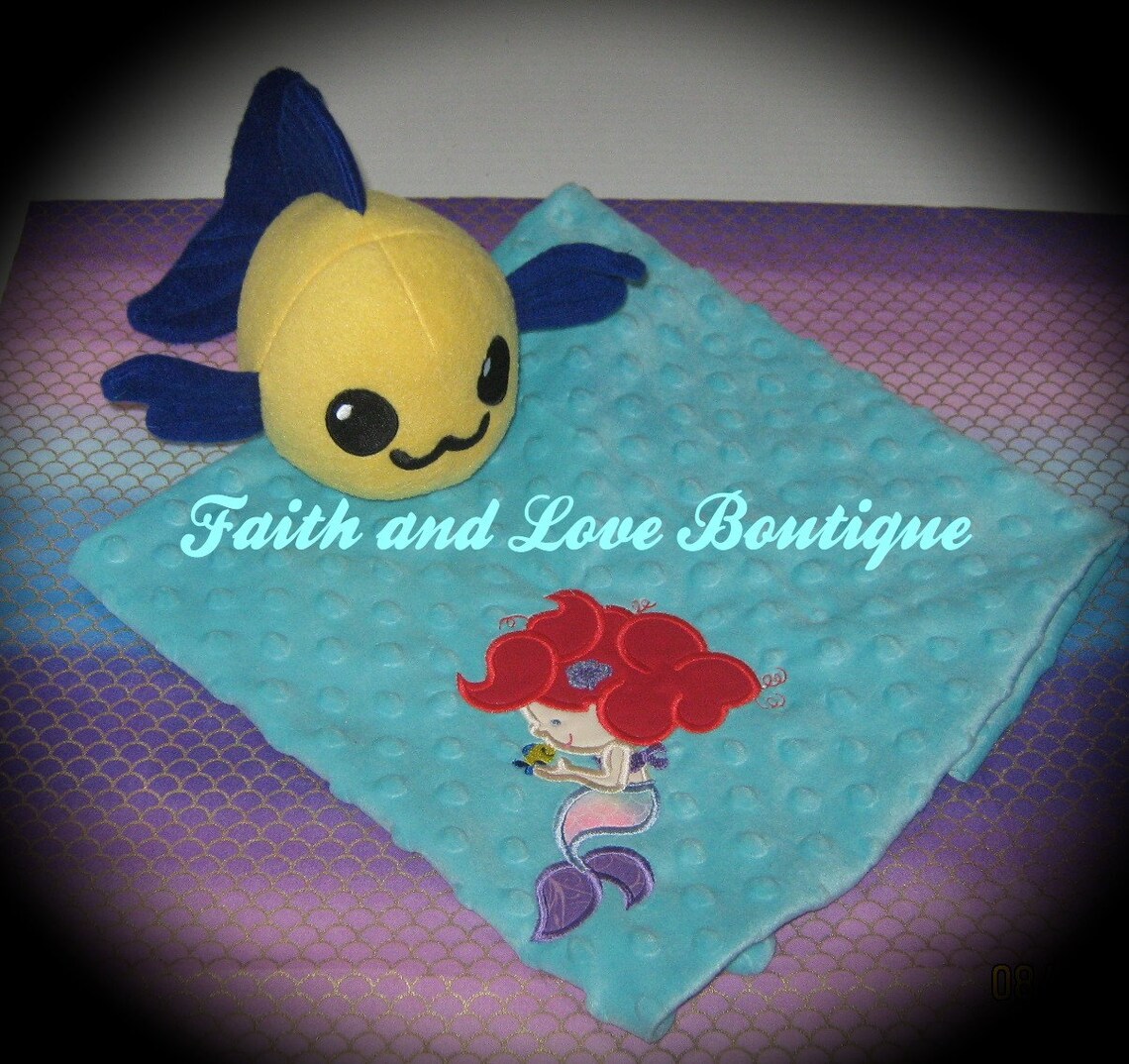 Minky Lovey Mermaid With Fish Plush/ Personalized Lovey/custom Request ...