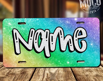 Personalized Rainbow GLITTER LIKE License Plate | Etsy