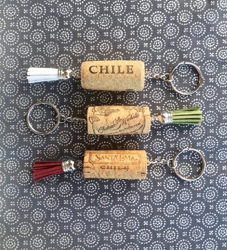 Silver Wine Cork Keychain / Wine Lover Gift / Wine Cork Purse Charm ...