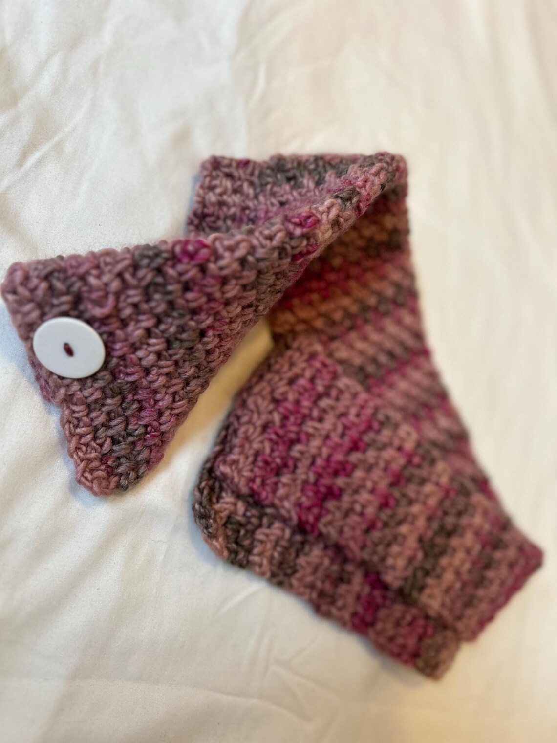 Pink Neck Wrap With Button Closure / Crochet Winter Scarf / Gift for ...