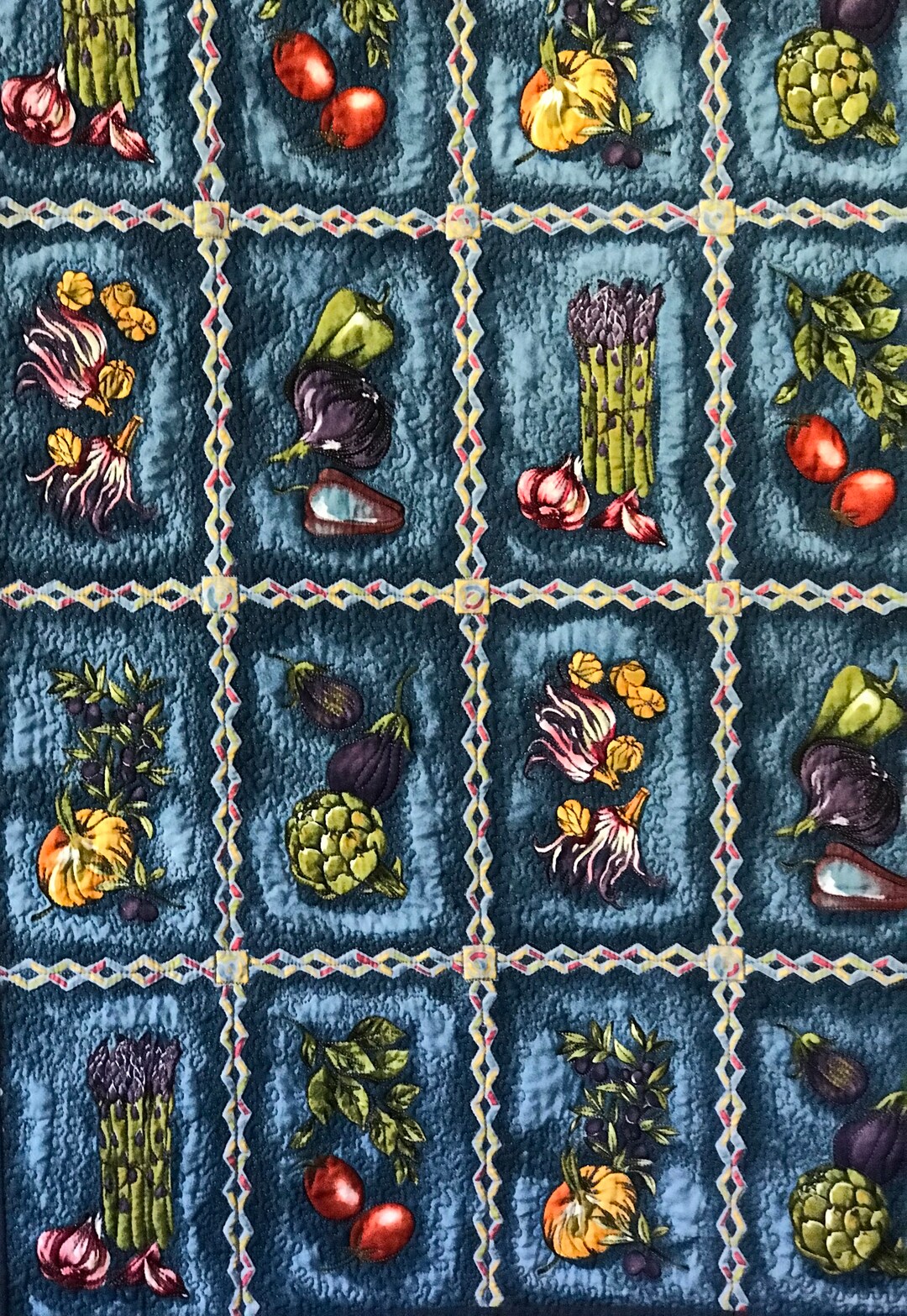 Quilt Table Runner With Vegetable Motifs "fabric by Lyndhurst Studios ...