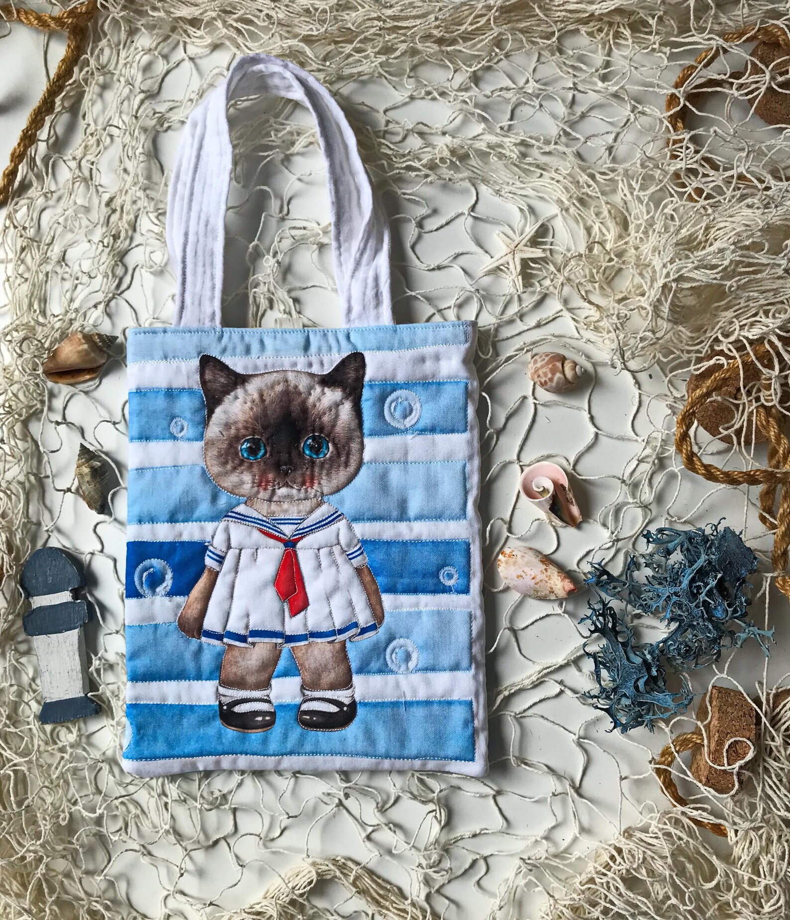 Small Carry Bag Made of Cotton Fabrics, Quilted, Padded, Handbag or ...