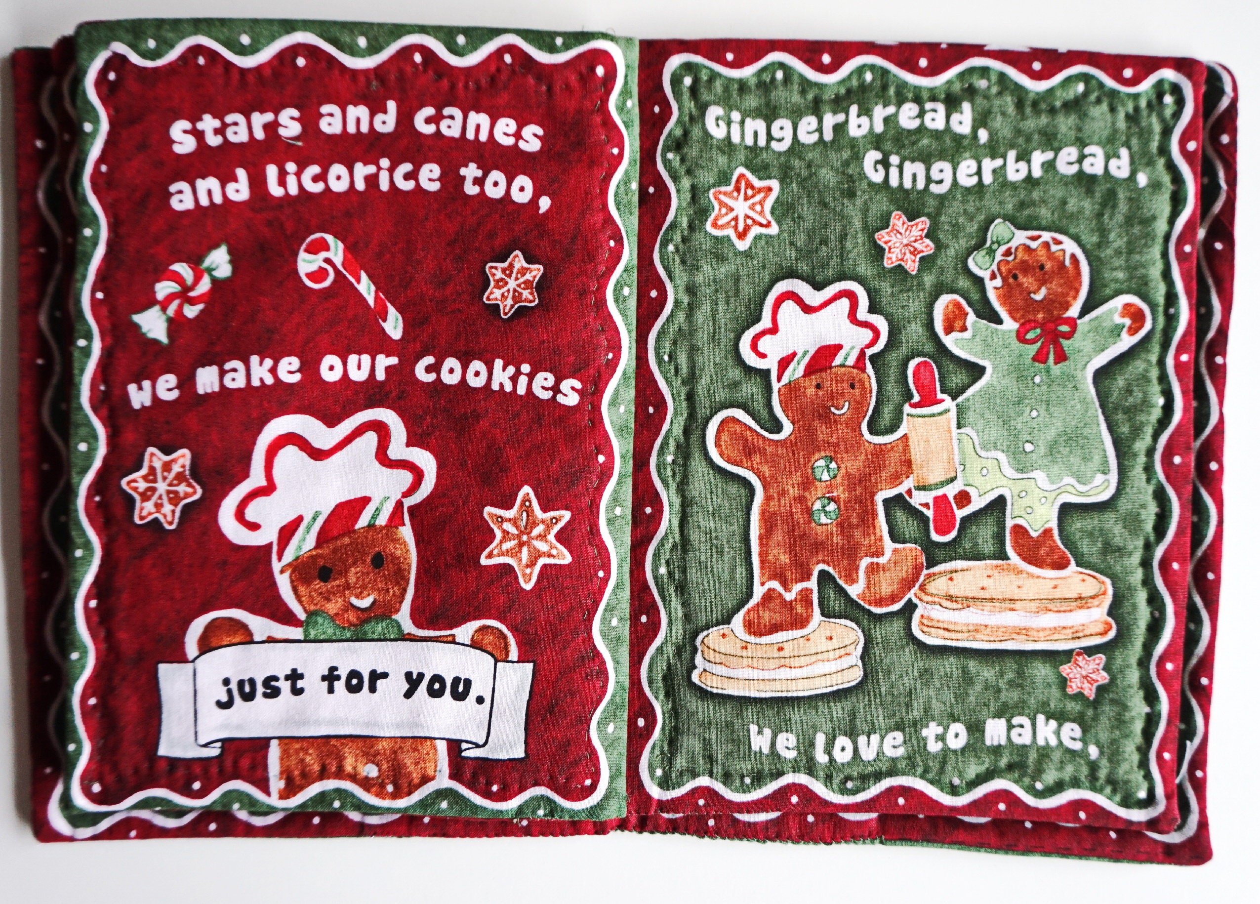 Christmas children fabric Book gingerbread - Etsy UK