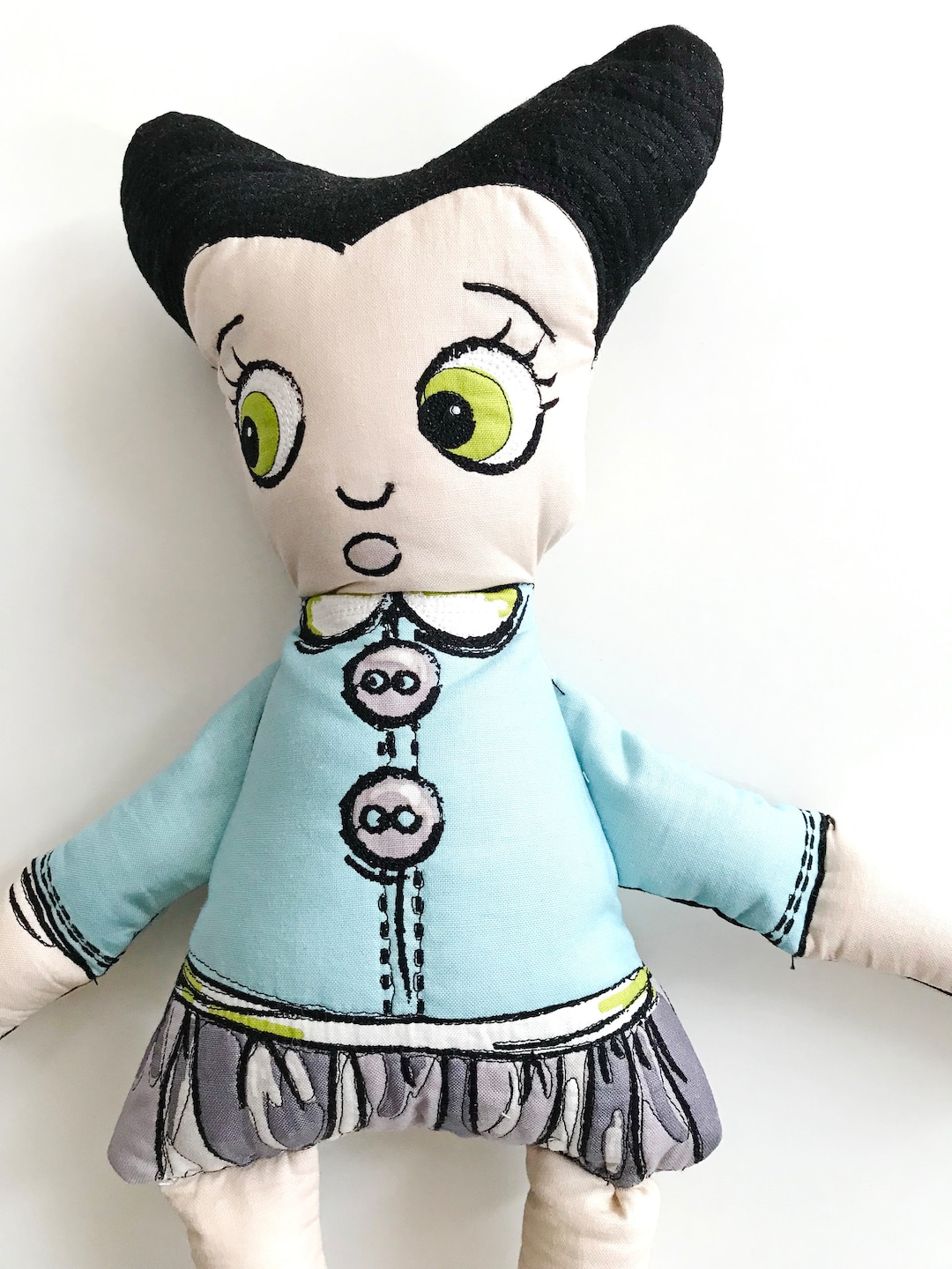 Decorative Doll Zoe Zombie Doll Quilted Cotton Fabric, Pillow, Rag Doll ...