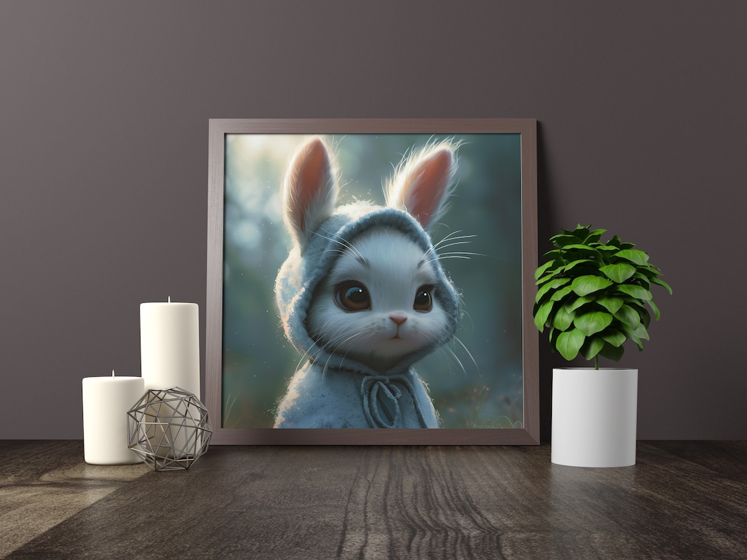 Cute Rabbit | Digital Art Print, Wall Art, Digital Download, Home Decor ...
