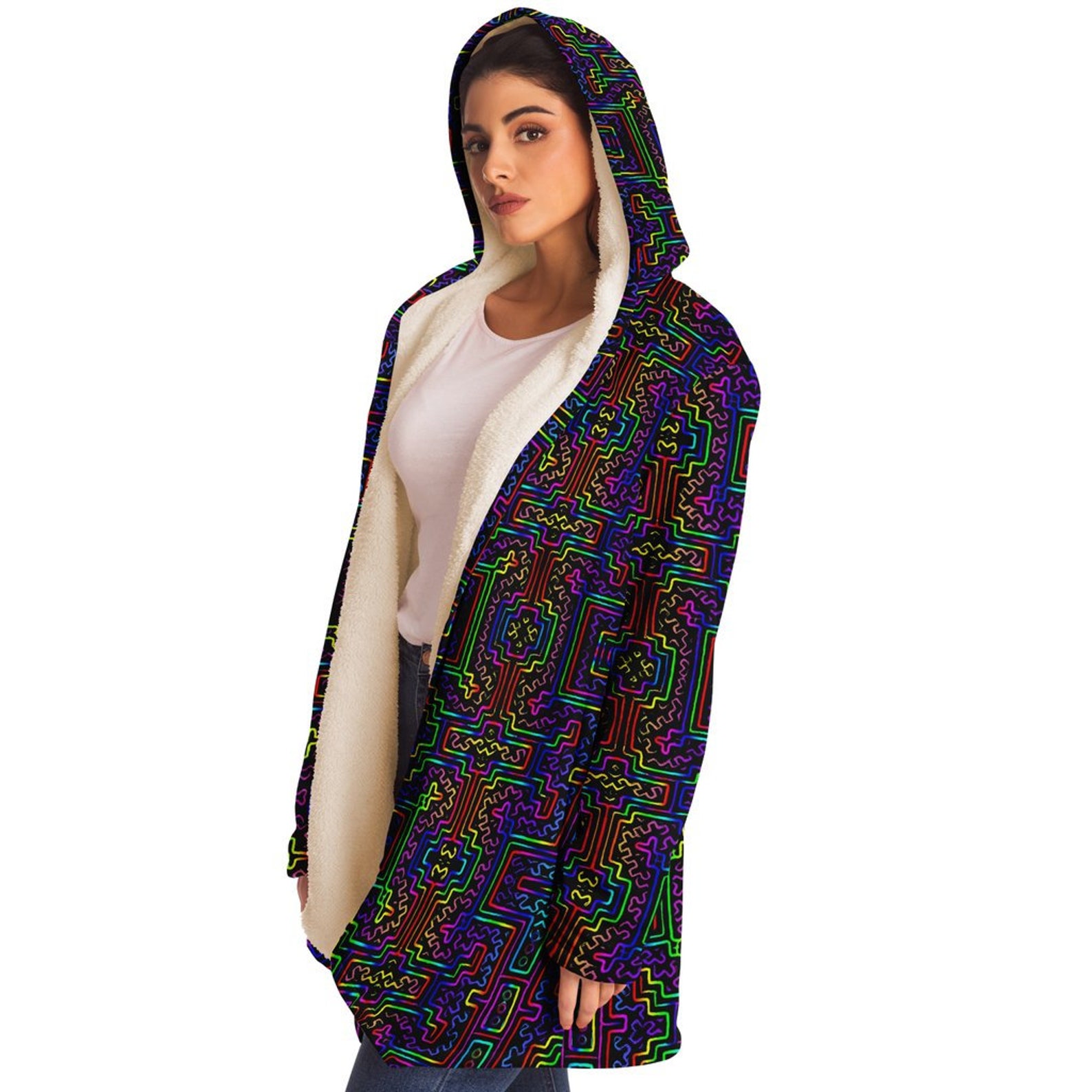 Prismatic Overlay Micro Fleece Cloak | Etsy