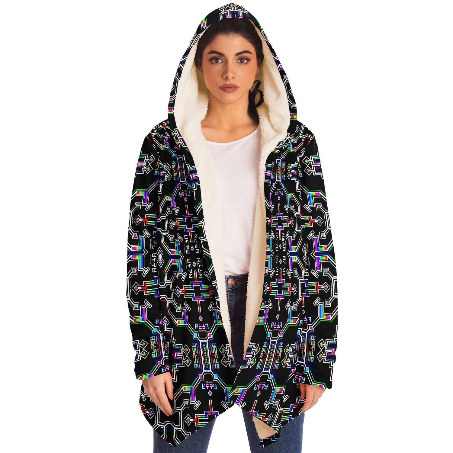 Prismatic Grid Micro Fleece Cloak | Etsy