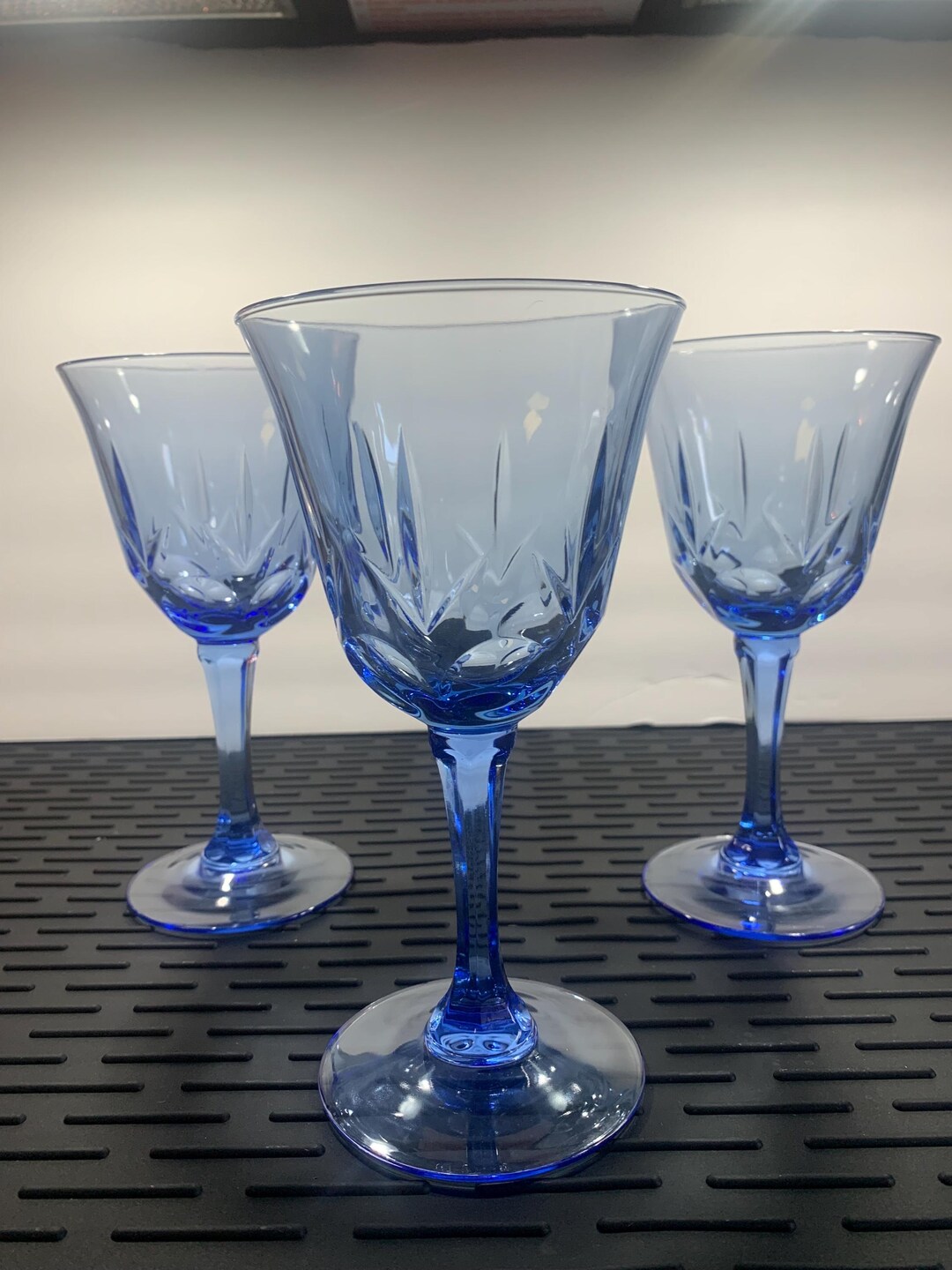 Vintage AVON American Blue Classics Glass Starburst Goblets by Fostoria ...