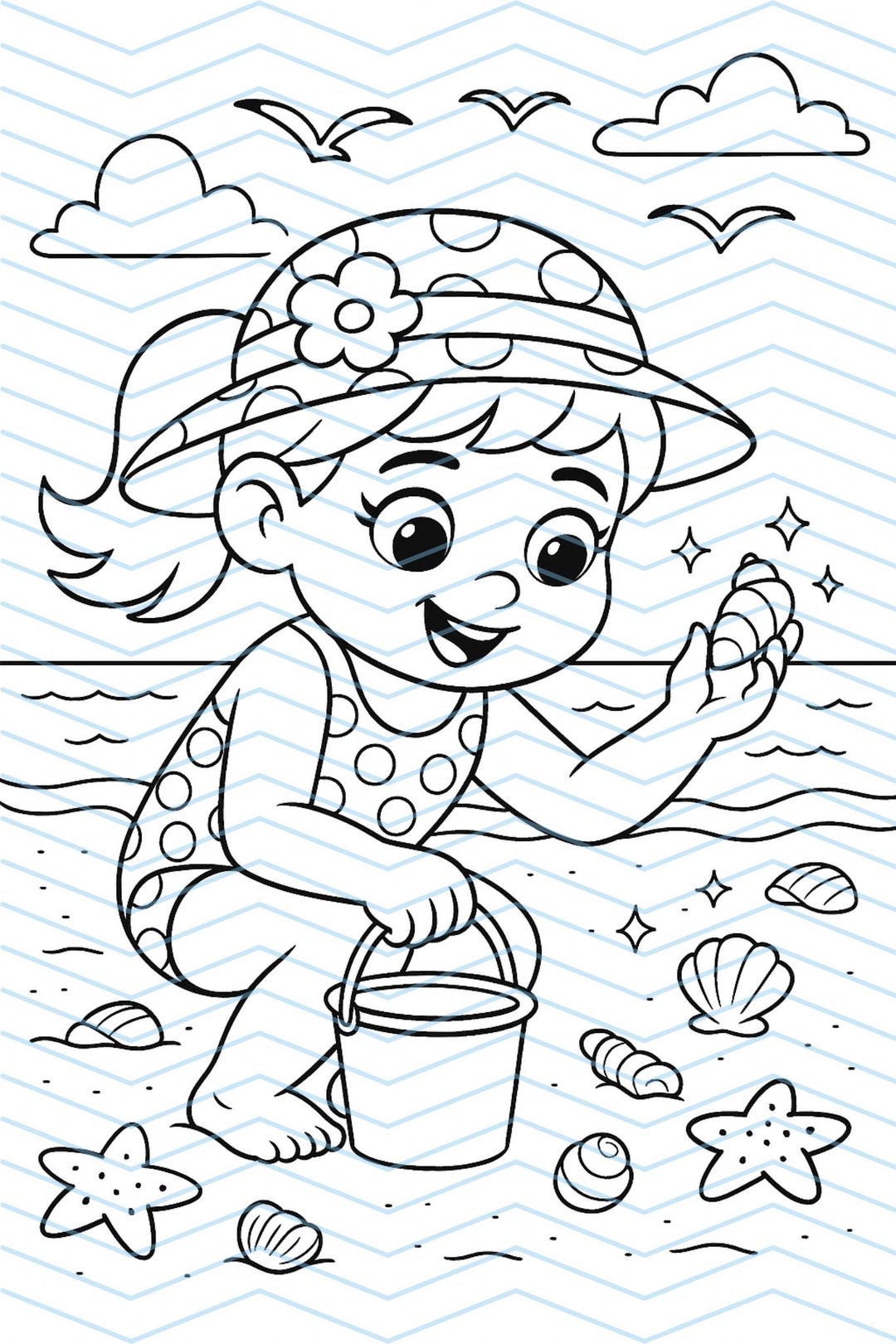 Beach Day Coloring Page – Printable Download - Etsy