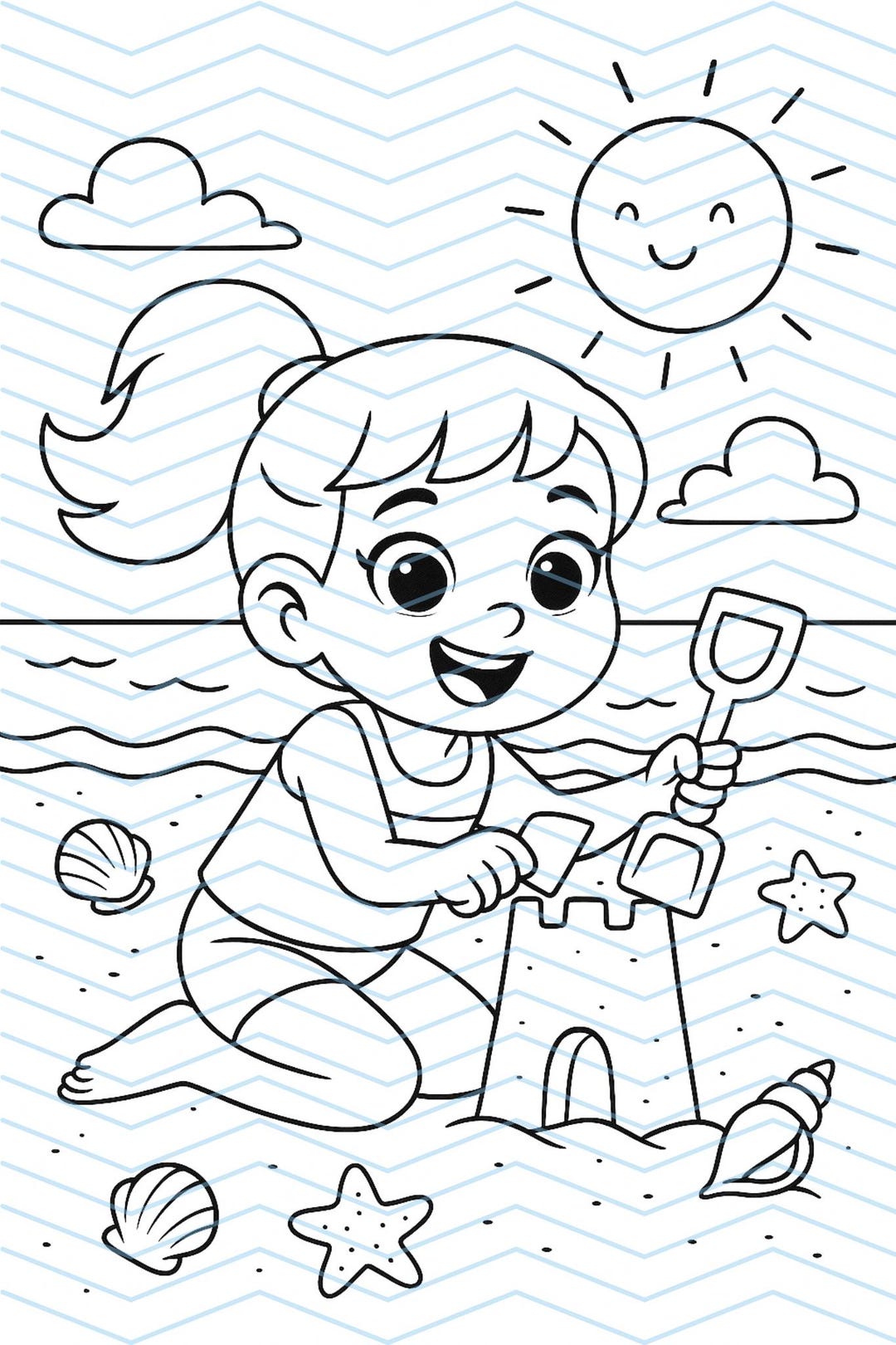 Beach Day Coloring Page – Printable Download - Etsy