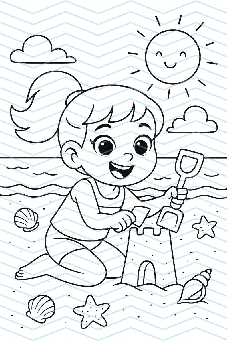 Beach Day Coloring Page – Printable Download - Etsy