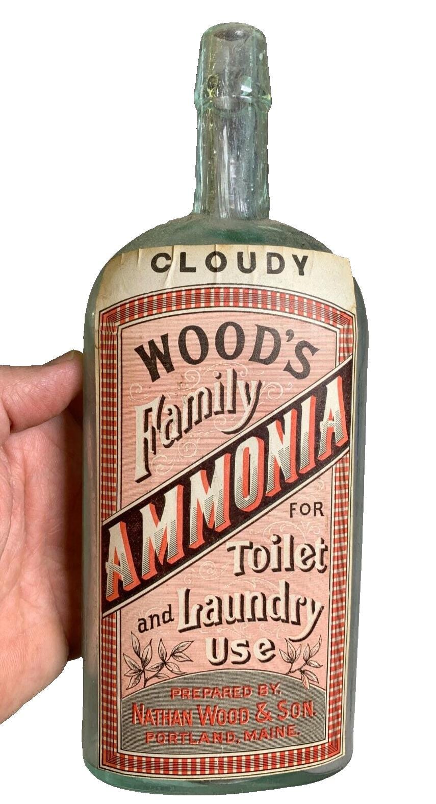 Rare Antique Victorian Bottle Paper Label Ammonia Nathan Wood Son ...