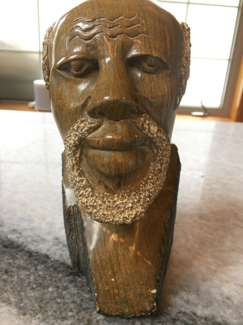 Carved Bearded Black Male Stone Bust/sculpture/figure Head (petrified ...