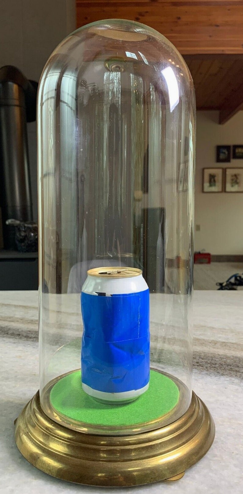 Antique Tall Glass Dome Bell Jar Cloche Specimen Display Metal Base 15. ...