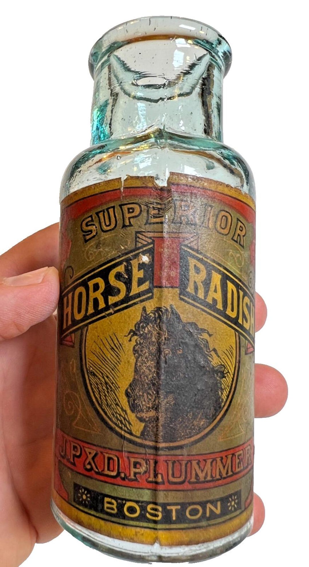 Antique Jp & D Plummer Horseradish Condiment Bottle Label Boston ...