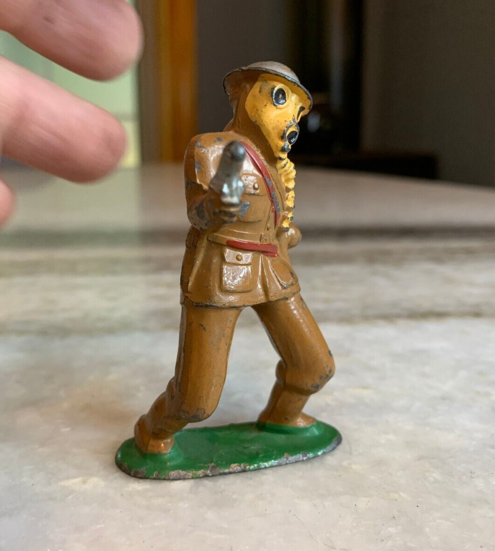 Superb Antique Leaded Figure/figurine Gas Mask Macabre Apocalyptic ...