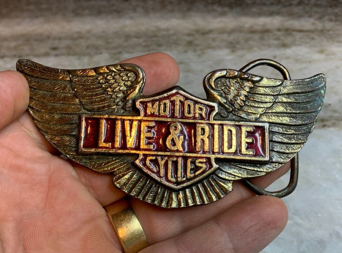 Rare Vintage 1980s 84 Harley Davidson Live & Ride Golden/brass Wings ...