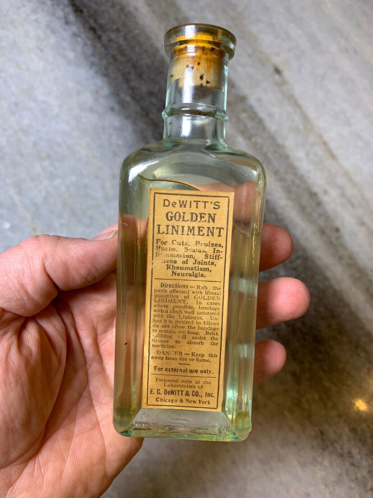 Antique Medicine Bottle Label Unopened Dewitt's Golden Liniment Chicago ...