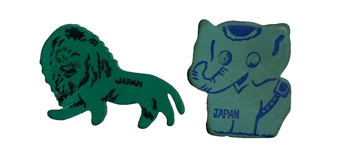 Rare Vintage Antique Made in Japan Japanese Erasers Eraser Lion Tiger ...
