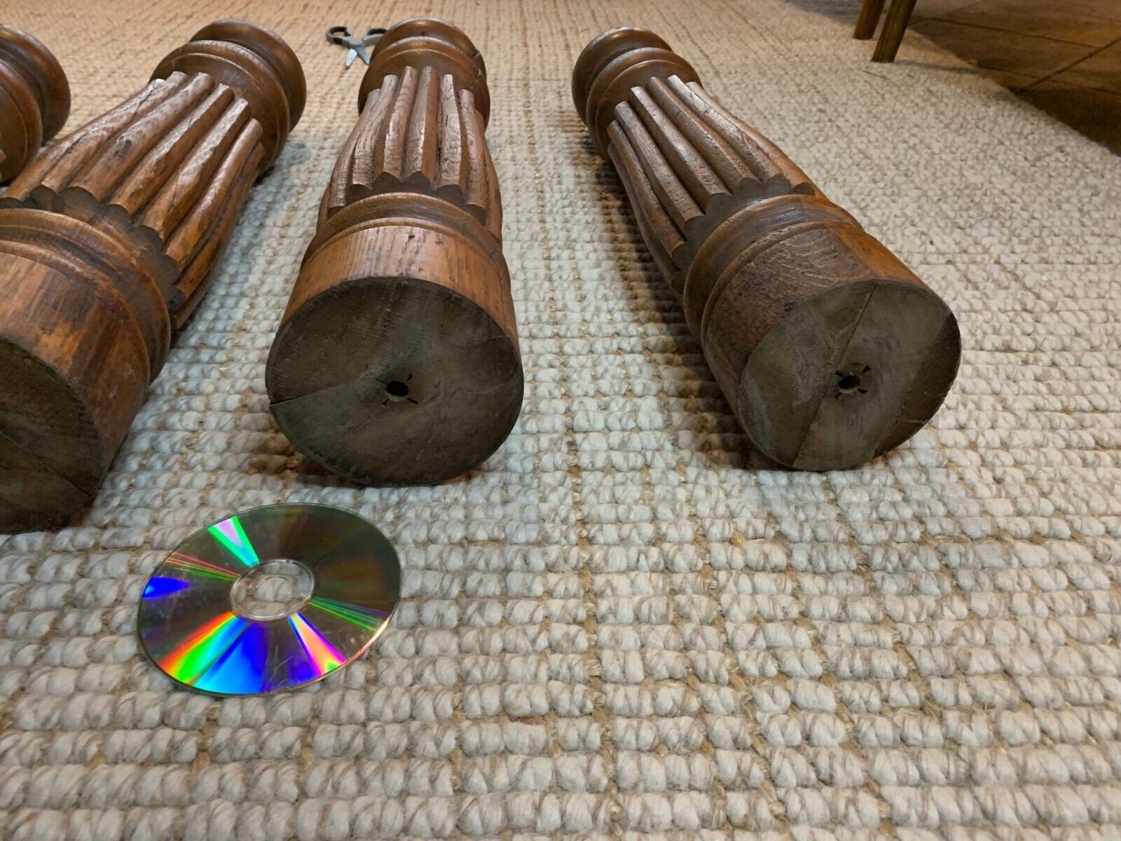 Antique Oak Wood Wooden Turned Table Legs Large Extra Wide 24 T X 4.75 ...