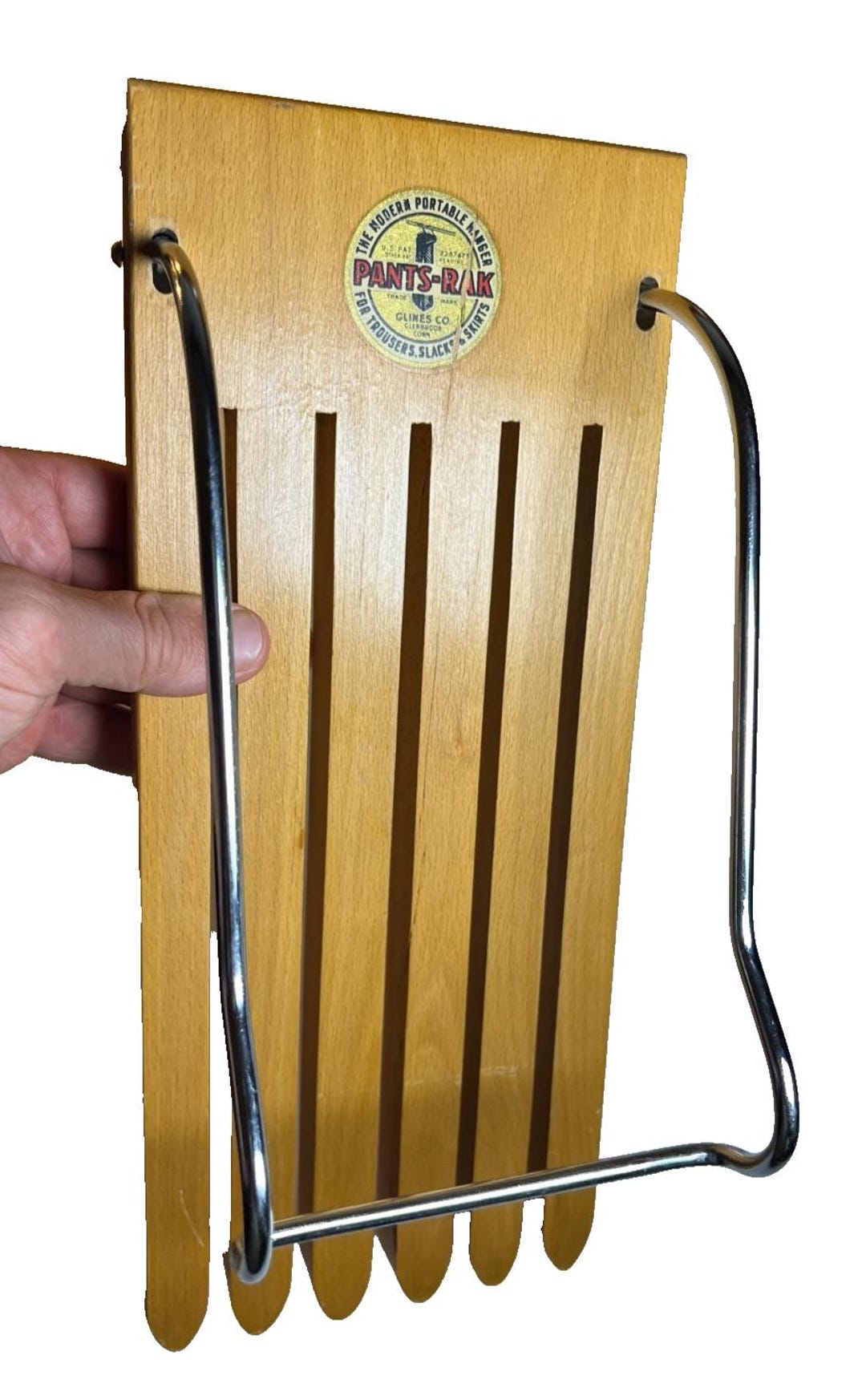 Antique Vintage Pants Rack Rak Wood Wooden Pants Hanger Mid Century Art ...