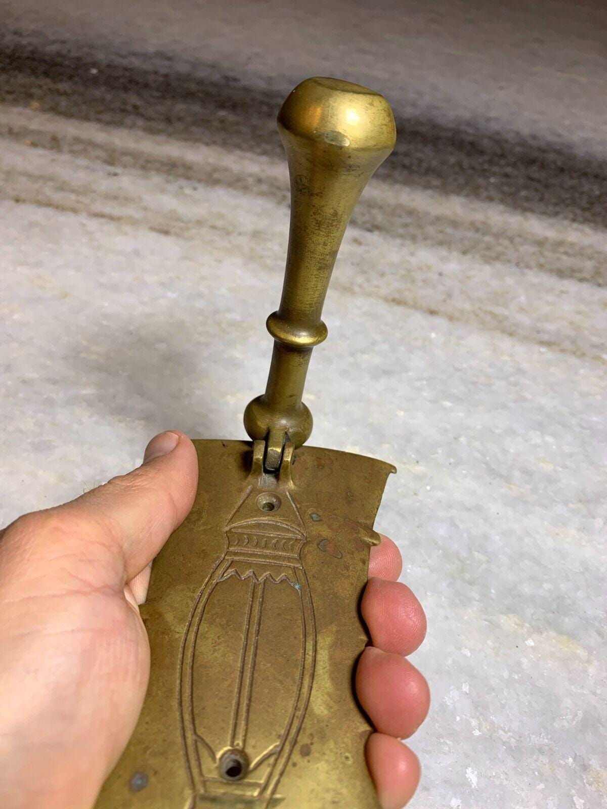 Antique Ornate Etched Victorian Solid Brass Door Knocker Knock Bell Tap ...