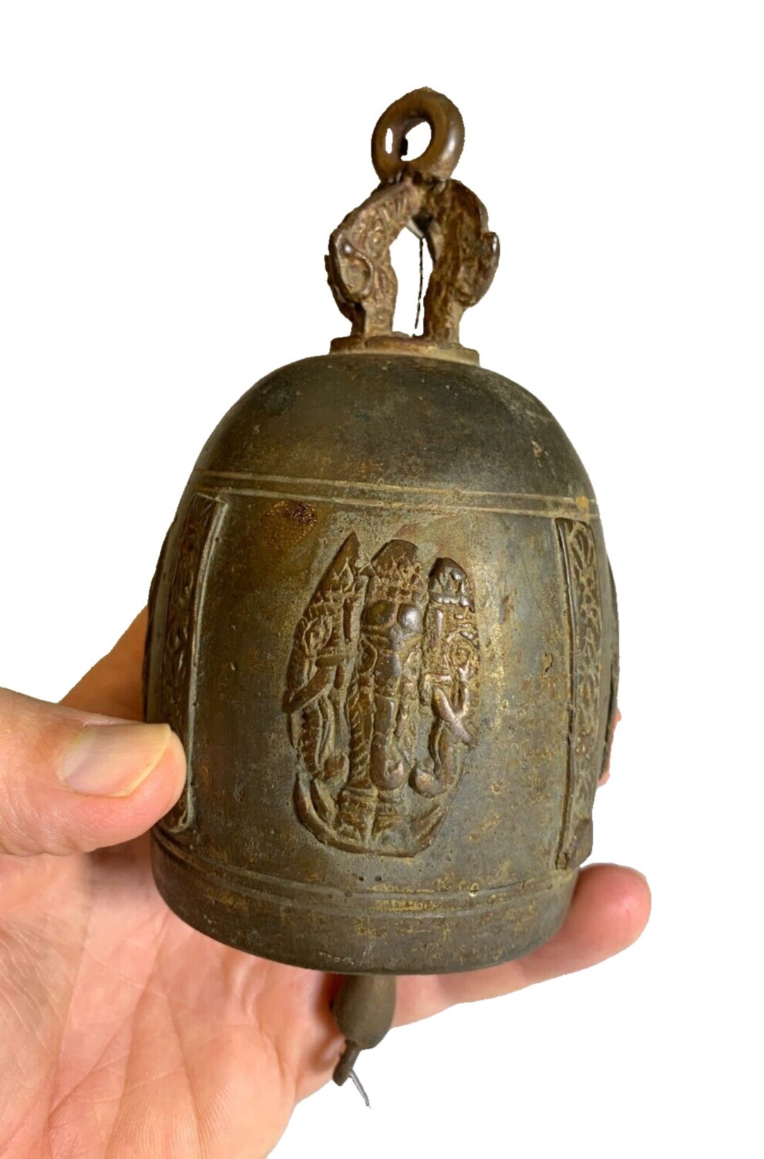 Vintage Antique Hindu Hinduism Ganesha Elephant God Metal Steel Bell ...