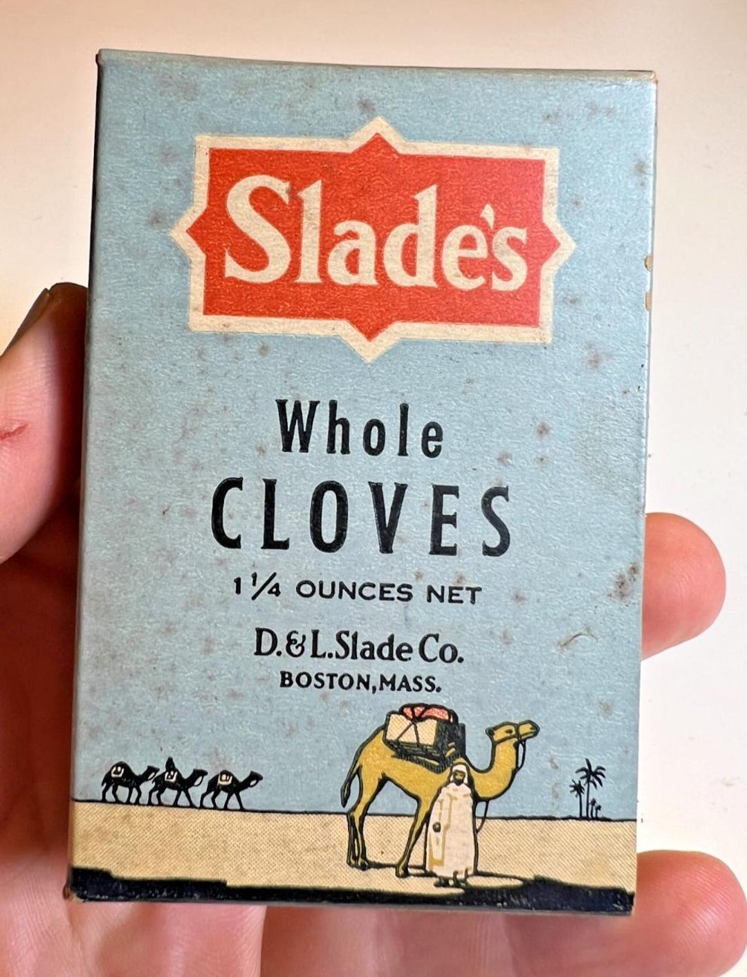 Antique Vintage Slade’s Whole Cloves Spice Box 1930s Cardboard Camel ...