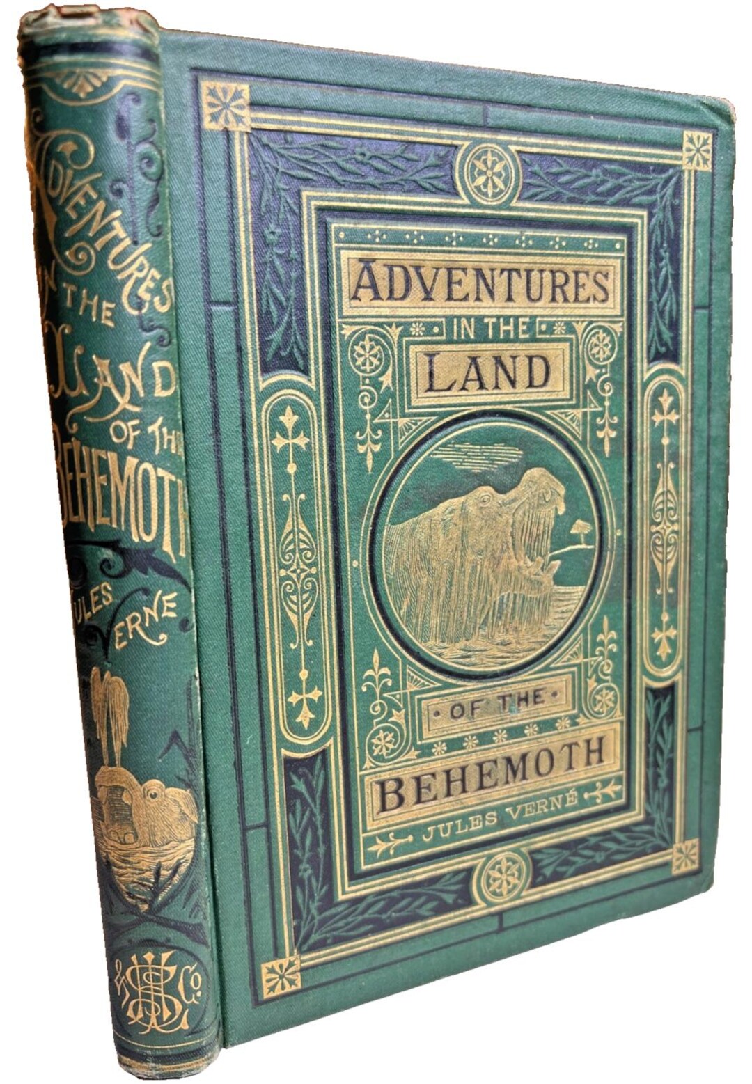 Antique Ornate Victorian Book 1874 Jules Verne Land of the Behemoth 1st ...