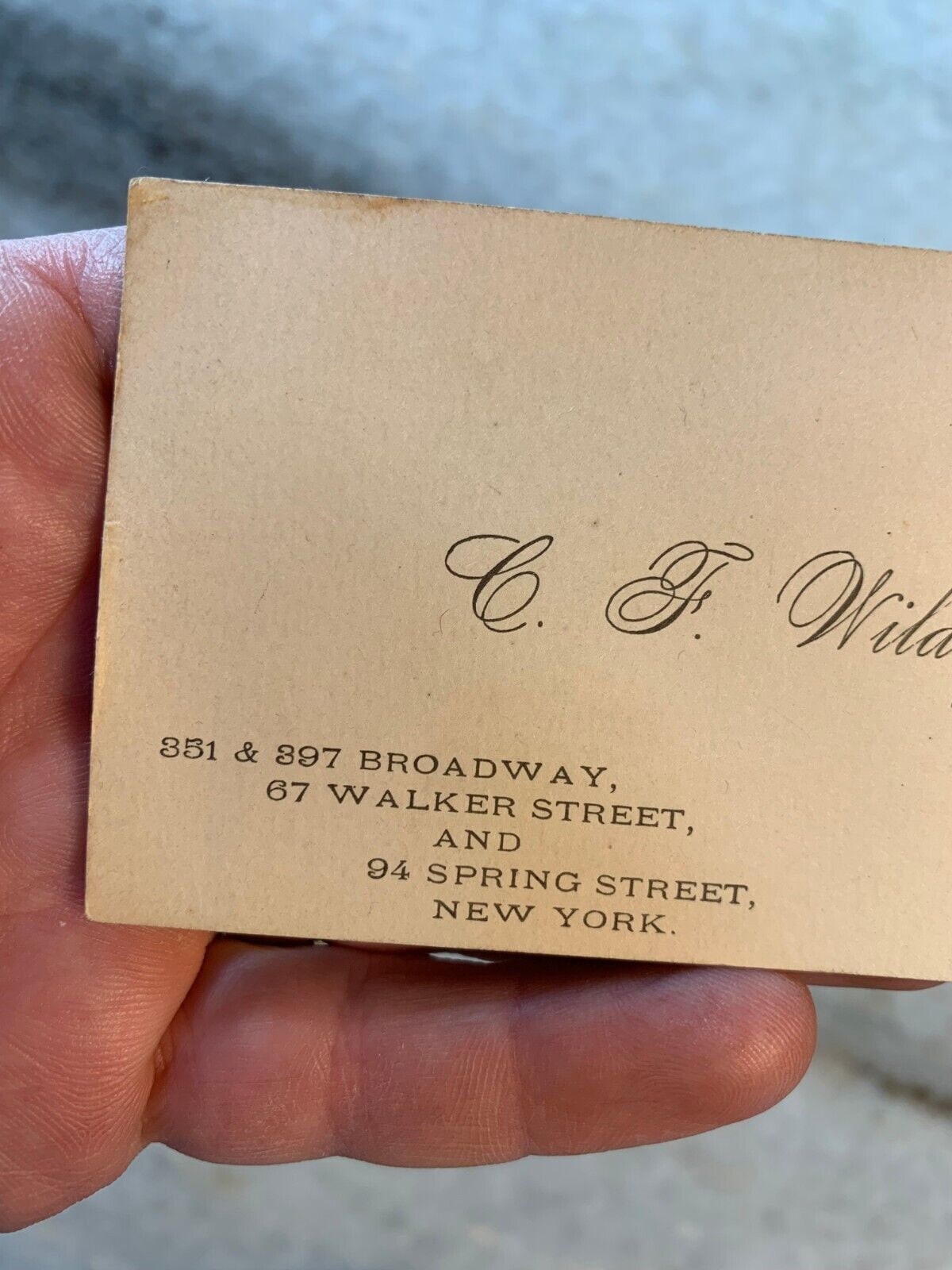 Rare Antique Victorian Business Card New York " Wildey " "no Email" "no ...