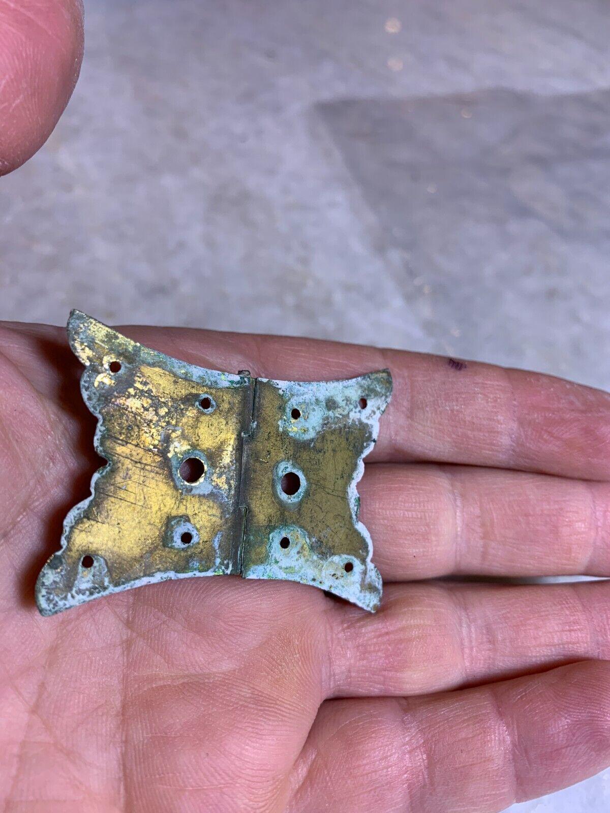 Pair Small Antique Vintage Brass Ornate Hinge Hinges W Screws Chest Box ...
