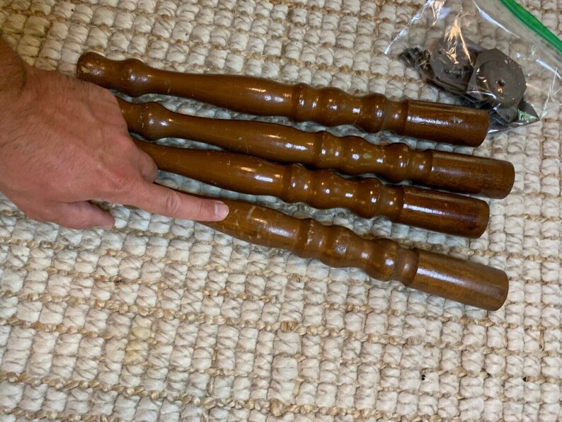 Vintage 50s-60s Brown Spindle Turned Coffee Table Legs Wood 14" W ...