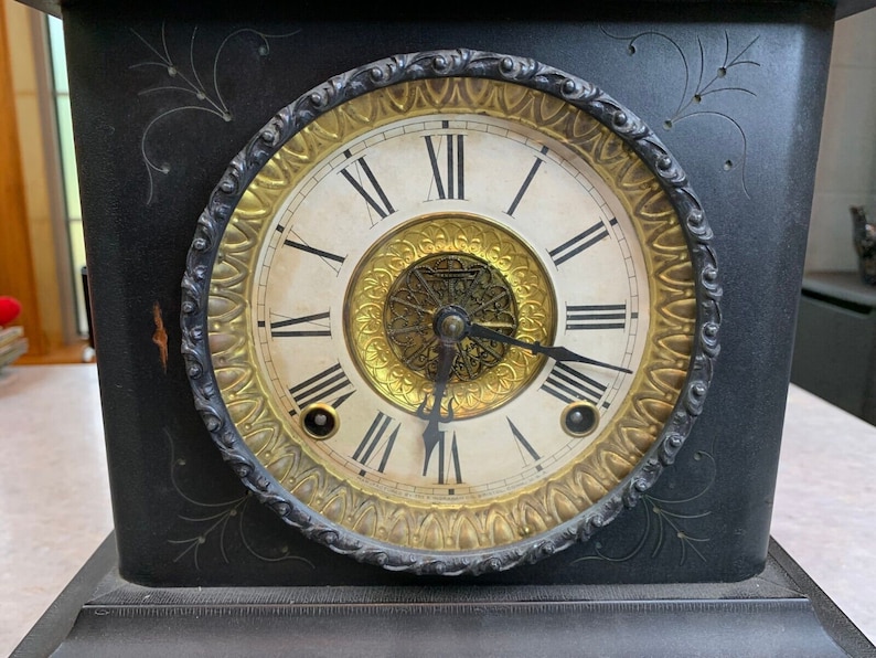 Antique E. Ingraham Co Company Wood Wooden Mantle Clock Bristol ...