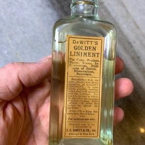 Antique Medicine Bottle Label Unopened Dewitt's Golden Liniment Chicago ...