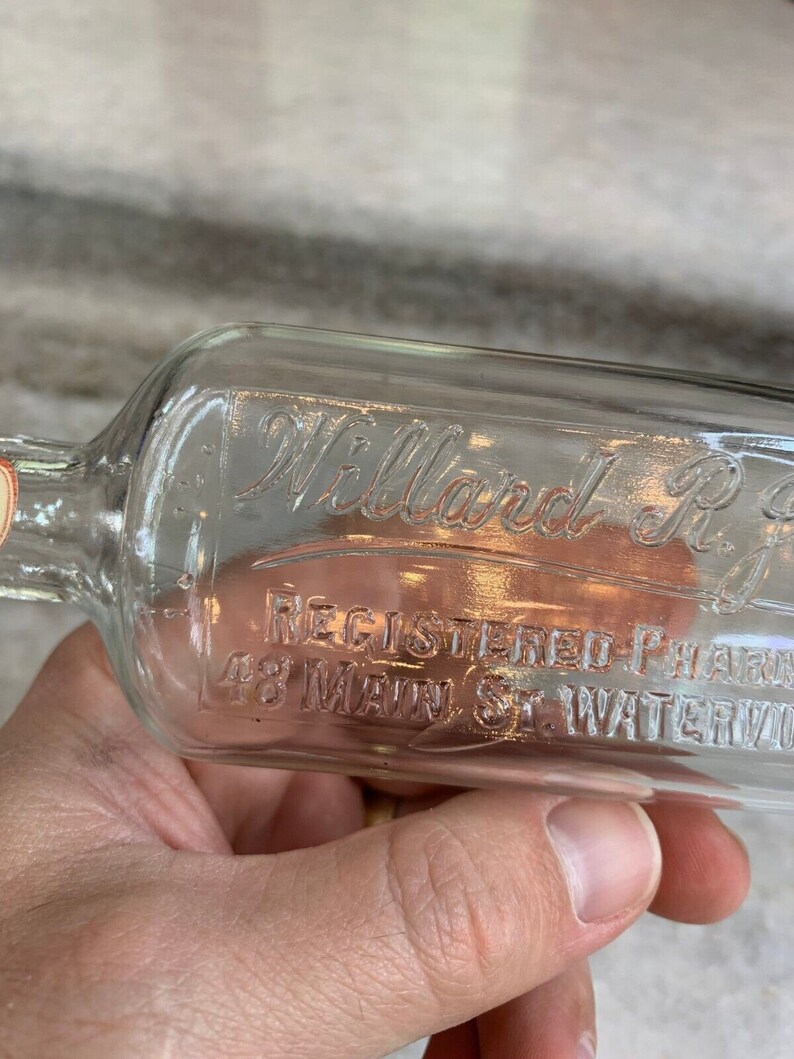 Antique Pharmacy Pharmacist Bottle Willard R. Jones 48 Main St Waterville Maine - Etsy