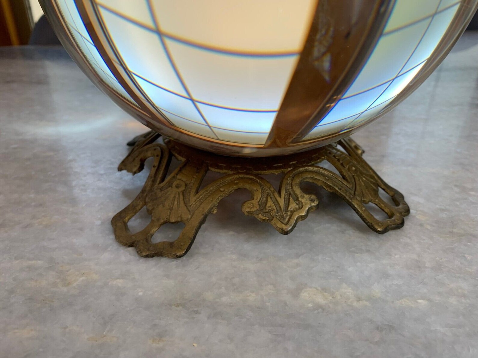 Massive 8", Antique, Crystal Ball W/ornate Floral, Victorian, Finely ...