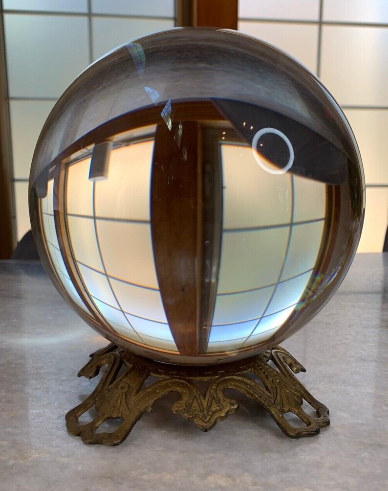 Massive 8", Antique, Crystal Ball W/ornate Floral, Victorian, Finely ...