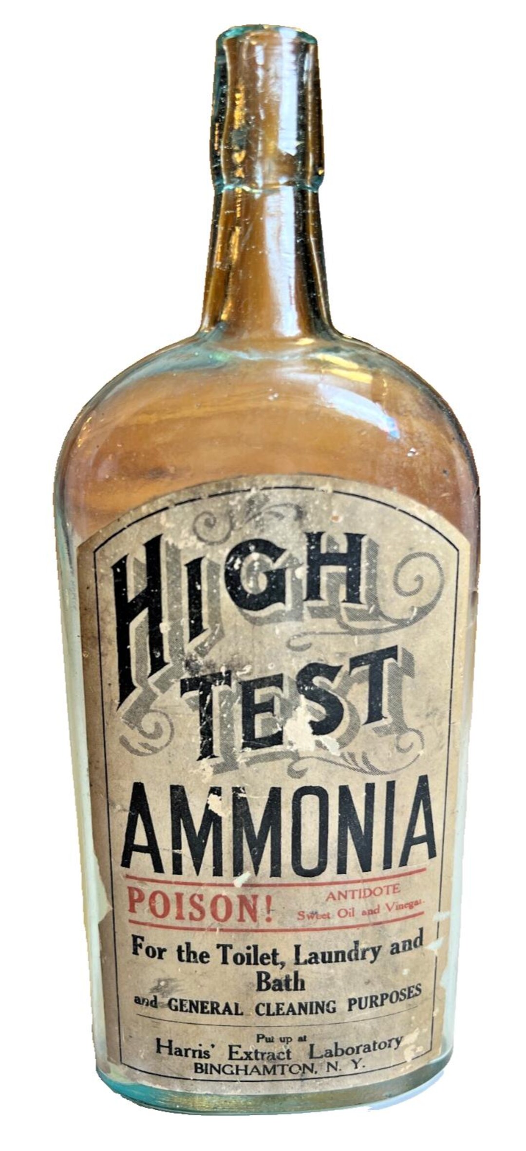 Antique 1890s Harris Ammonia [ Poison ] Bottle Label Labeled Binghamton ...
