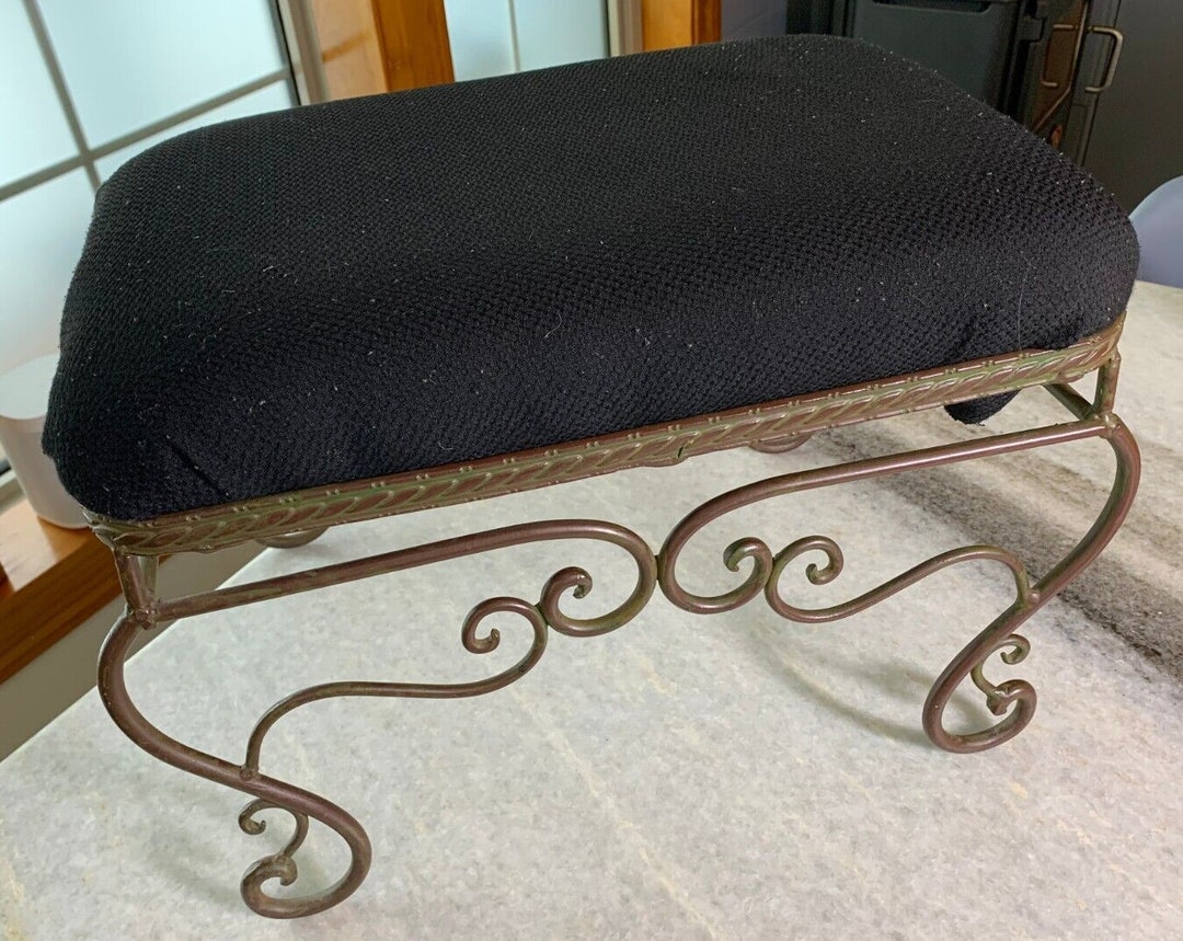 Vintage Metal Brass Ottoman Ottomen Pouf Stool wrought Iron Style Seat ...