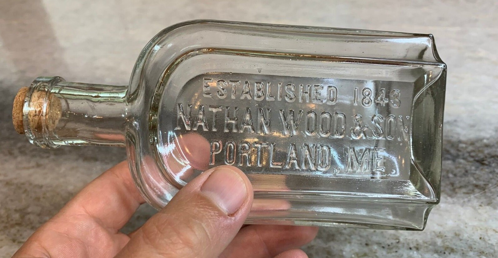 Rare: Antique Nathan Wood & Son Glass Bottle Portland, Maine Embossed ...
