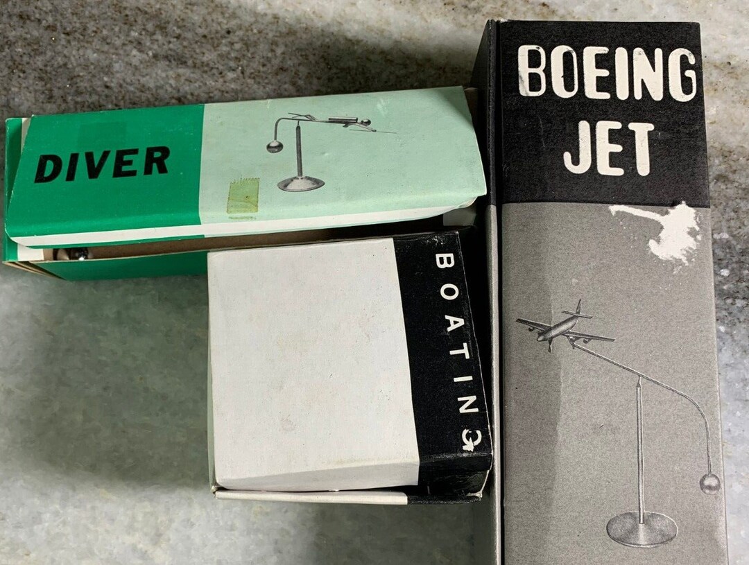 3: Vintage Mid Century Modern Chrome Metal Balance Spinners Boat Plane ...