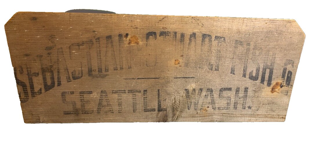 Antique Sebastian Stuart Fish Co Wood Wooden Sign Plaque Seattle ...