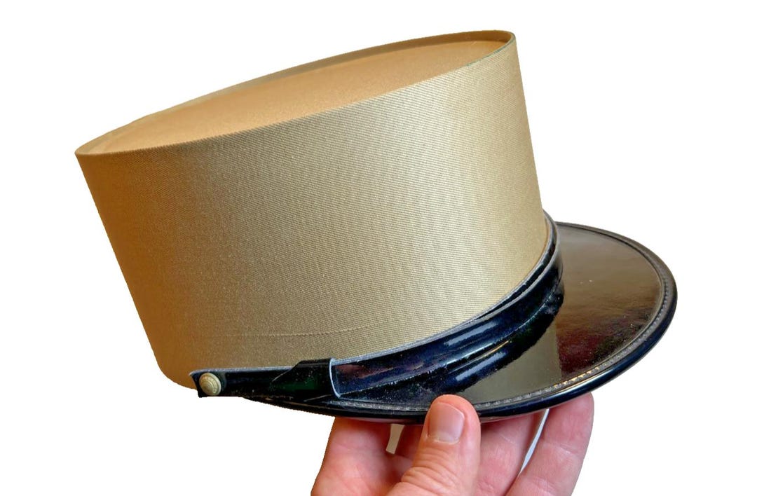 Vintage French Kepi Visor Cap Scecam Bernay Size 57 Khaki Crown & Black ...