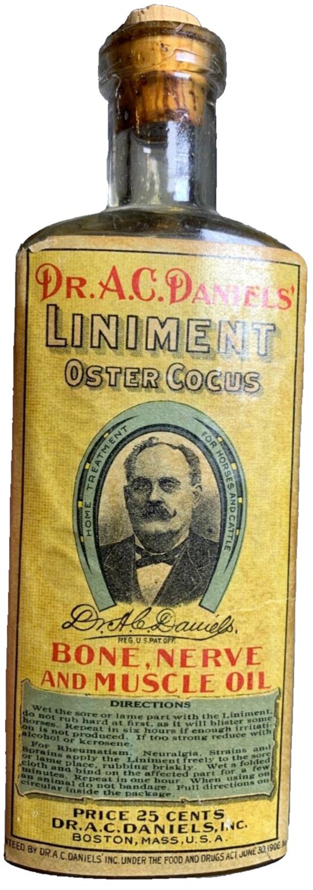 Antique Daniel's Daniels Liniment Oster Cocus Oil Label Labeled Bottle ...