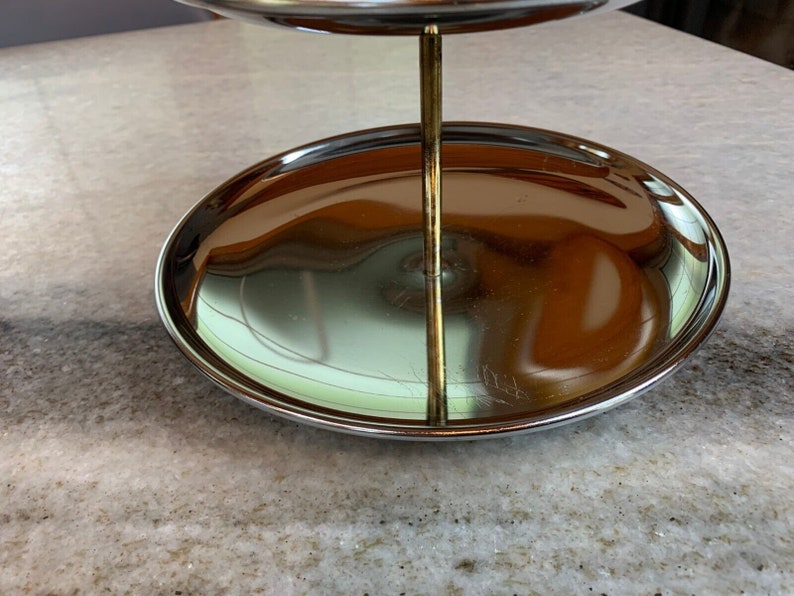 Vintage Antique Mid Century Modern Mcm Chrome Serving Horderve Tray ...